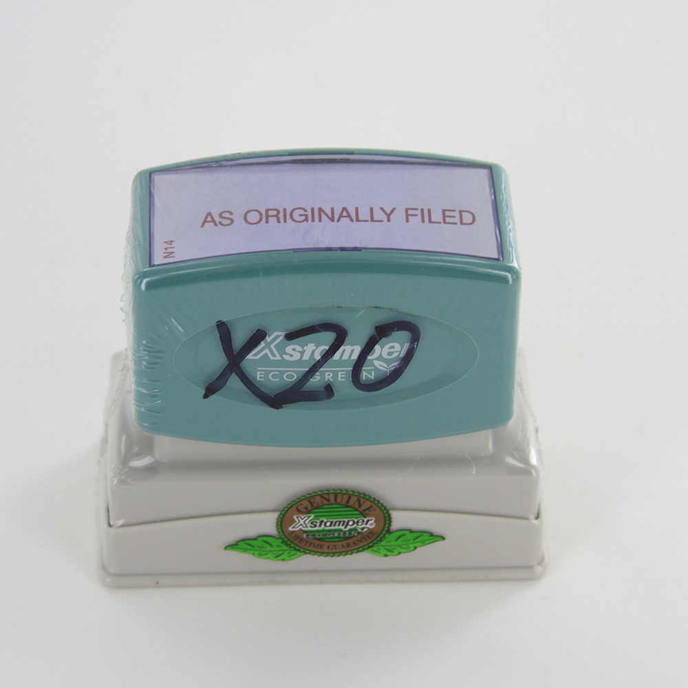 ACCOUNTANTS STATIONERS & PRINTERS. X20 "AS ORIGINALLY FILED" PRE-INKED ...