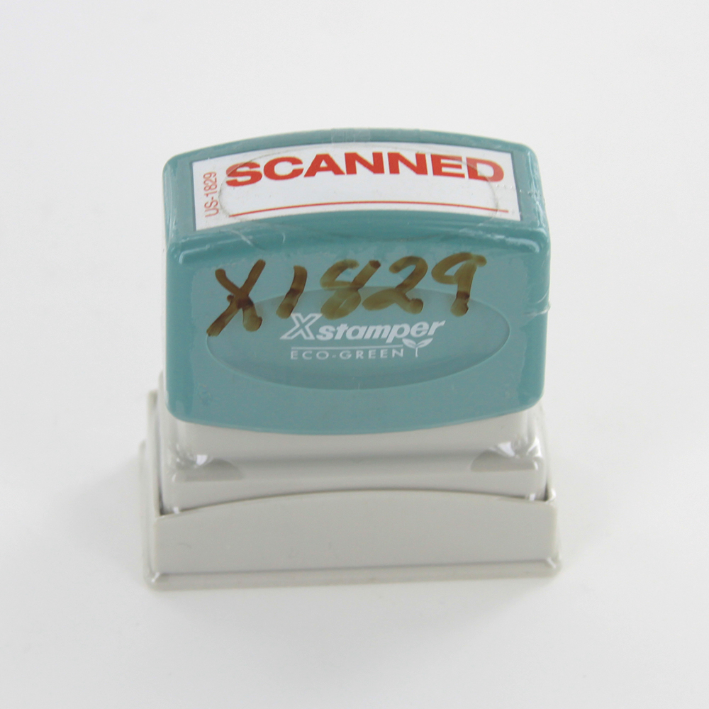 ACCOUNTANTS STATIONERS & PRINTERS. 1829X "SCANNED" PRE-INKED RED X-STAMPER